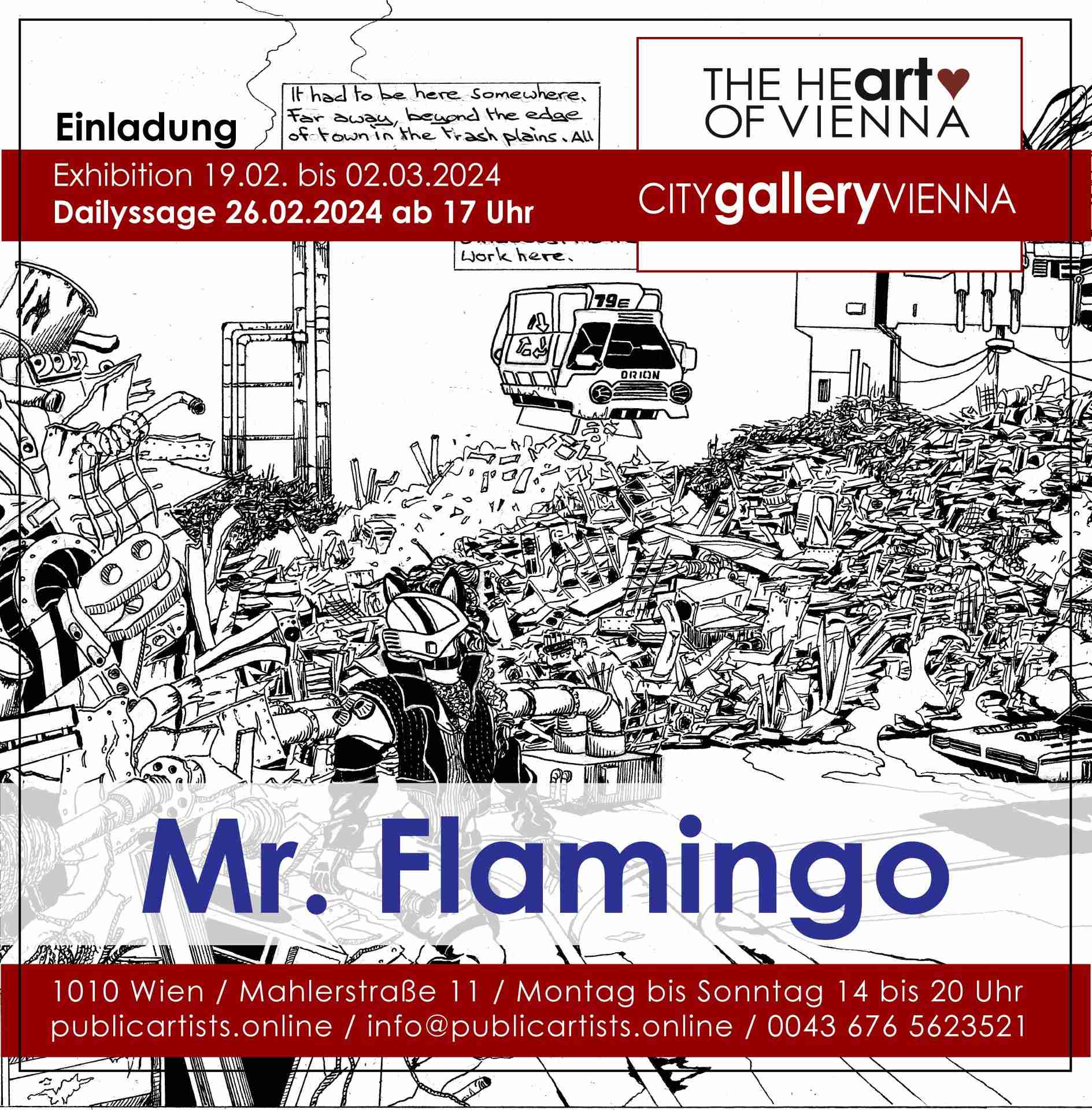 Mr. Flamingo zeigt FINE LINES in der CITYgalleryVIENNA